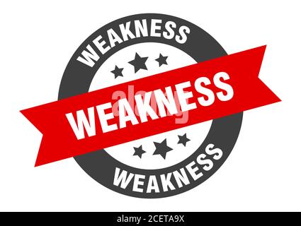 weakness sign. round isolated sticker. ribbon tag Stock Vector Image ...