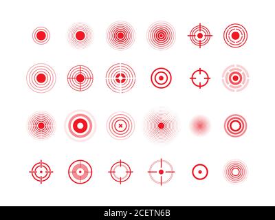 Pain Symbols. Red Circles Of Pain Isolated On A Transparent Background ...