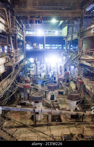 Pumping station in sulphuric acid workshop. Phosphoric fertilizers ...