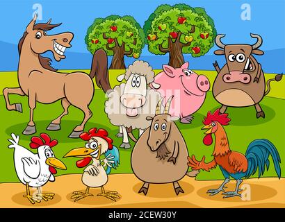 funny cartoon farm animals characters group Stock Vector Image & Art ...