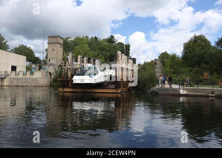 Big Chute Marine Railway lock 44 the Trent Severn Waterway in Ontario ...