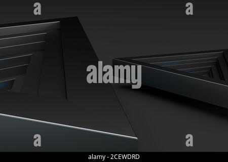 Polished triangle metal frame, 3d rendering. Computer digital drawing ...
