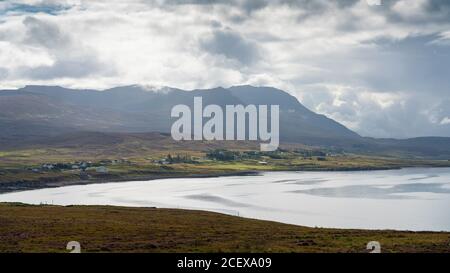 Aerial view of village of Achiltibuie in Coigach, Ross and Cromarty ...