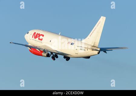 Northern Air Cargo Boeing 737 Cargo taking off. Airplane 737-400F of ...