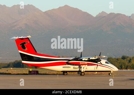 Ravn Alaska DHC-8 aircraft. Small regional airline with. Bombardier ...