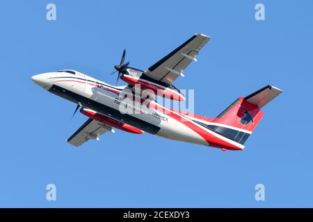 Ravn Alaska DHC-8 aircraft. Small regional airline with. Bombardier ...