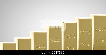 Gold price increase symbolized by rising gold bars and a chart Stock Photo - Alamy