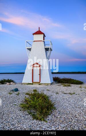 Gull Harbour Lighthouse on Hecla Island, Manitoba, Canada Stock Photo ...