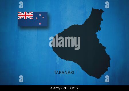 Taranaki New Zealand map with national flag illustration Stock Photo ...