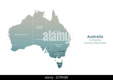 Australia and Oceania Region. Map of countries in South Pacific Ocean ...
