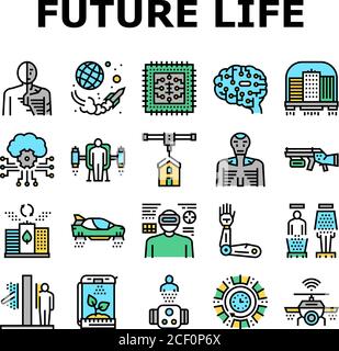Future Life Devices Collection Icons Set Vector Stock Vector Image ...