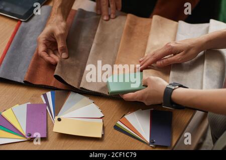 Group of creative designers working with color samples Stock Photo - Alamy