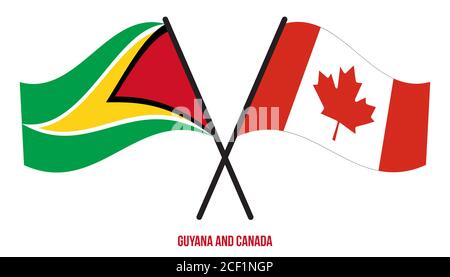 Canada and Guyana flags for official meeting against background of ...