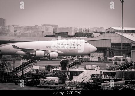 A cargo plane standing on the Chhatrapati Shivaji International Airport ...