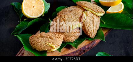 Italian biscuits filled with lemon cream typical of Liguria, called ...