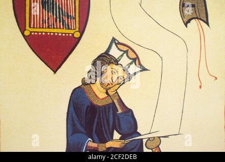 Walther von der Vogelweide - portrait of the Minnesinger, or medieval ...