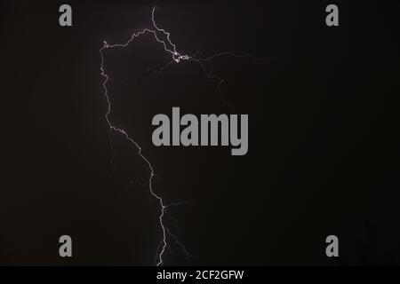 Lightning storm linear shape night Stock Photo - Alamy