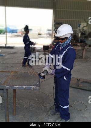 steel Structural fabrication workshop. Muscat, Oman Stock Photo - Alamy