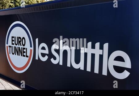 Euro tunnel logo for Le Shuttle at the terminal for crossings into ...