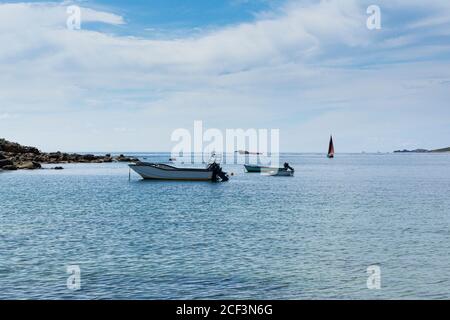 Boats anchored in Porthloo, St Mary's, Isles of Scilly Stock Photo - Alamy