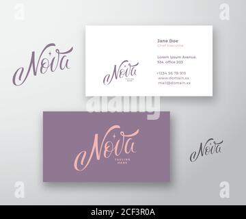 Business card template hand drawn icons set. Color brush stroke ...