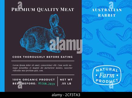 Premium Quality Rabbit Vector Meat Packaging Label Design on a Craft ...