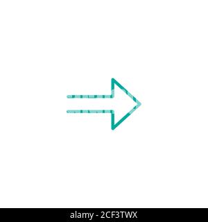 blue right sharp arrow. Line icon isolated on white. Continue icon ...