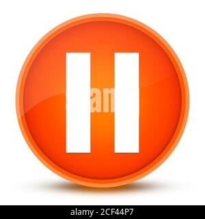 Pause icon isolated on glossy star orange round button abstract ...