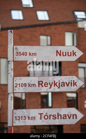 Tourist Signpost in Copenhagen; Denmark Stock Photo - Alamy