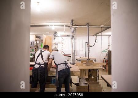 carpenters work. back view Stock Photo - Alamy
