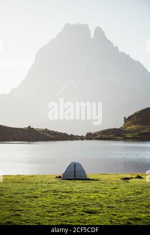 tourist tent on the hill Stock Photo - Alamy