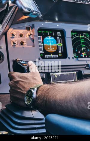 Aircraft cockpit dashboard for controlling plane to fly takeoff and ...