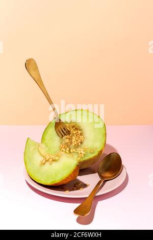 Melon in a cut . Appetizing summer fruits.melon in a summer garden ...