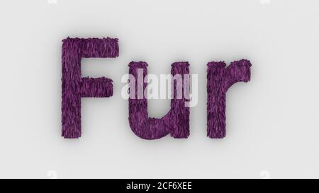 Wild - 3d word pink on white background. render furry letters. hair ...