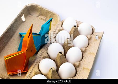 Gift Easter Origami Chicken. Handmade. The project of children's ...