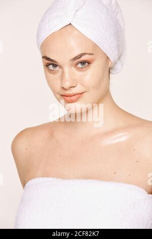 Attractive female with radiant body after cosmetic procedure Stock ...