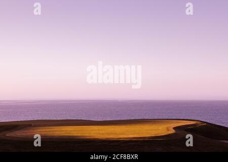 Pleneuf Val Andre Golf course, Bretagne, France, in the background, the ...