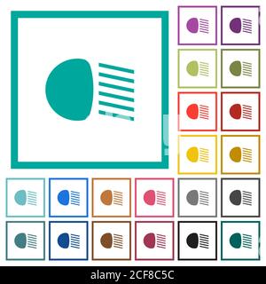 Dipped beam lights flat color icons in round outlines on white ...