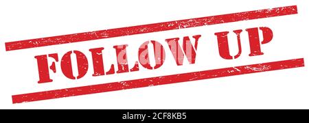 FOLLOW UP text on red round grungy texture stamp Stock Photo - Alamy