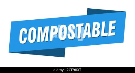 compostable banner template. ribbon label sticker. sign Stock Vector ...