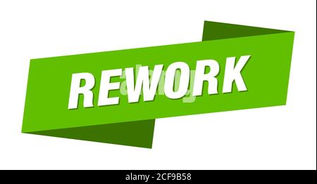 rework banner template. ribbon label sticker. sign Stock Vector Image ...