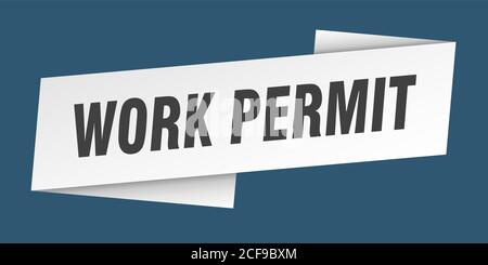 work permit banner template. ribbon label sticker. sign Stock Vector ...