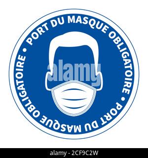 French face mask required covid 19 illustration Stock Photo - Alamy