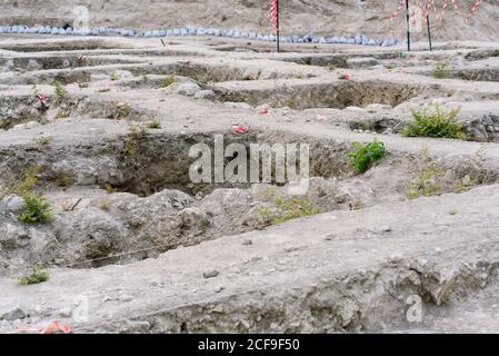 Archaeological excavations dig background. Old City in Israel Stock ...