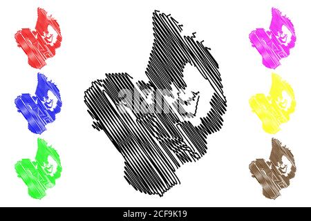 Srinagar City (Republic of India, Jammu and Kashmir State) map vector ...