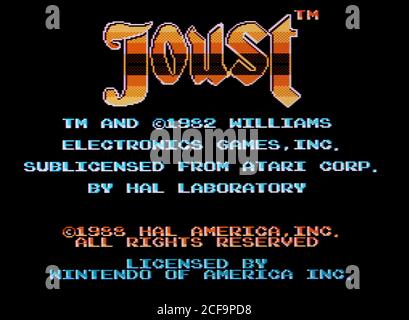 Joust - Nintendo Entertainment System - NES Videogame - Editorial use ...