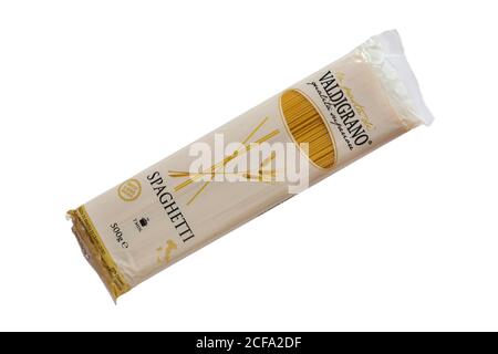 Packet of Valdigrano spaghetti isolated on white background 0 Italian ...