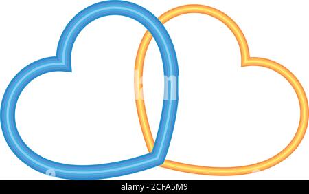 linked hearts icon over white background, line style, vector ...