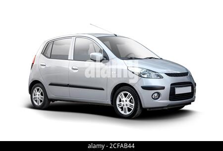 Small hatchback city car side view isolated on white Stock Photo - Alamy