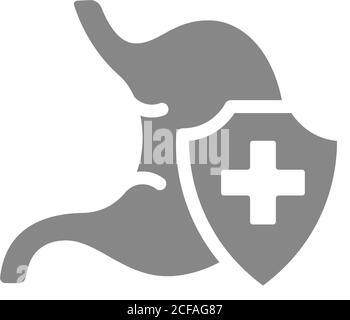Shield and stomach. Stomach protection. Healthy preserved intestine ...